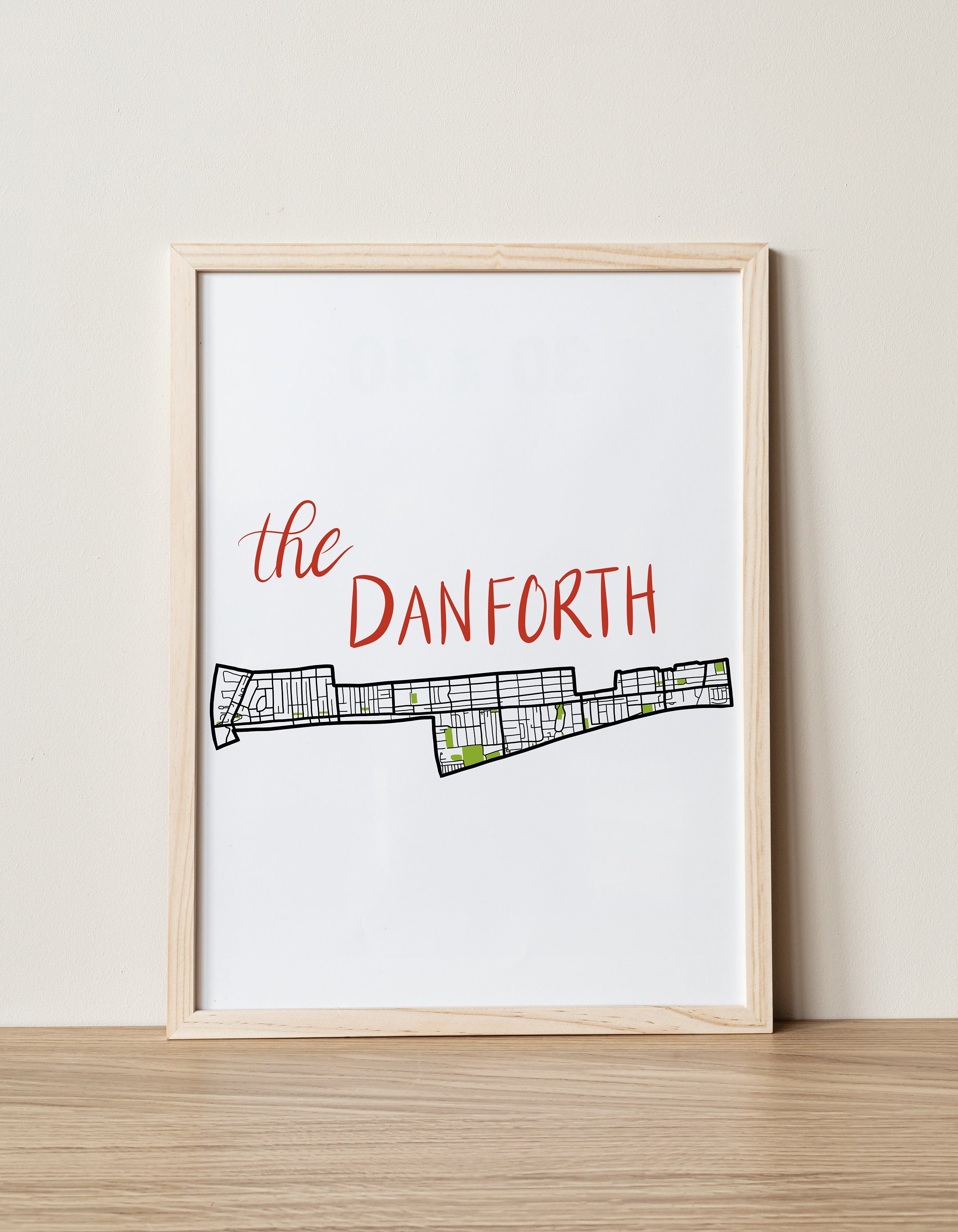 The Danforth Hand Drawn Map Toronto Neighbourhood Digital Art Print ...