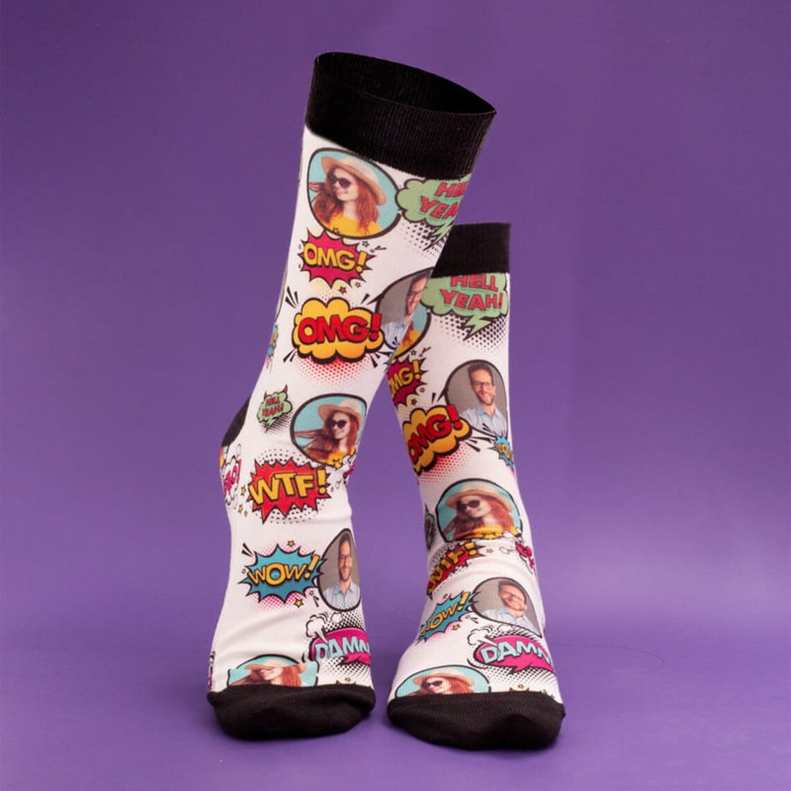 Pop Art Custom Face Socks, Personalized Face Socks, Cute Socks, Photo ...
