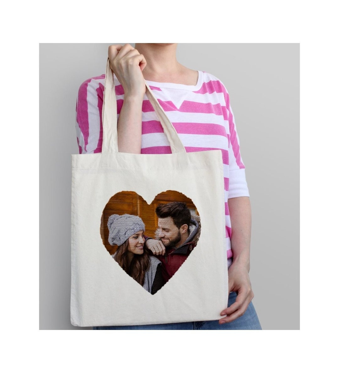 Personalized Canvas Tote Bag With Custom Photo Tote Bag, Reusable Bag ...