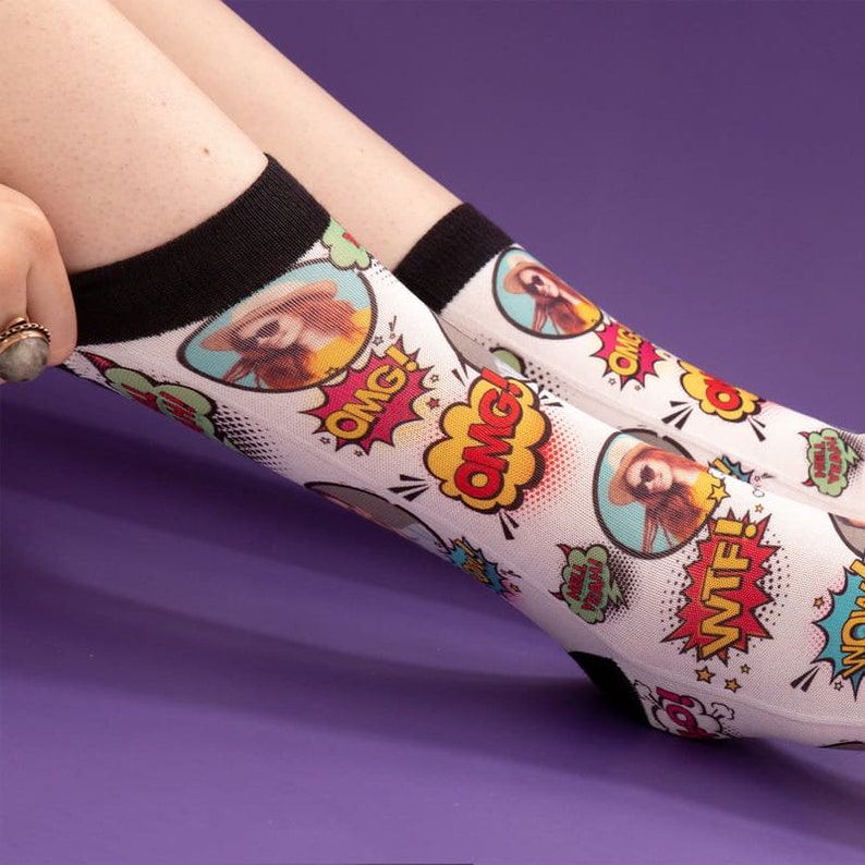 Pop Art Custom Face Socks, Personalized Face Socks, Cute Socks, Photo ...