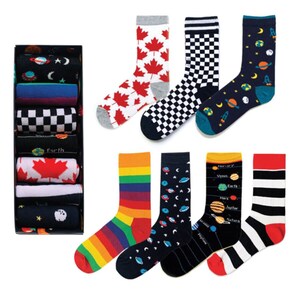 7 Pieces Design Socks Set, Space Socks Fun Novelty Socks Planets, Mens ...