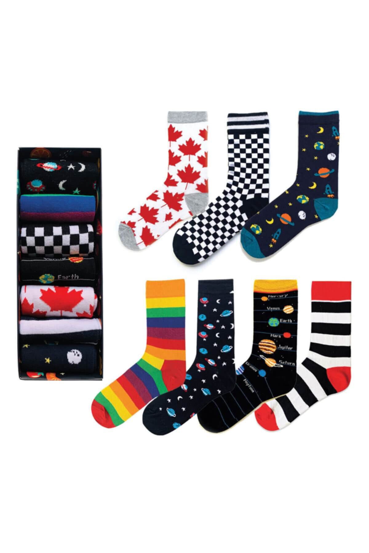 7 Pieces Design Socks Set Space Socks Fun Novelty Socks - Etsy