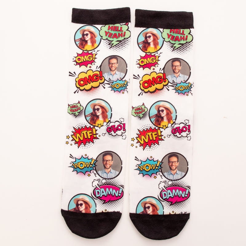 Pop Art Custom Face Socks, Personalized Face Socks, Cute Socks, Photo ...