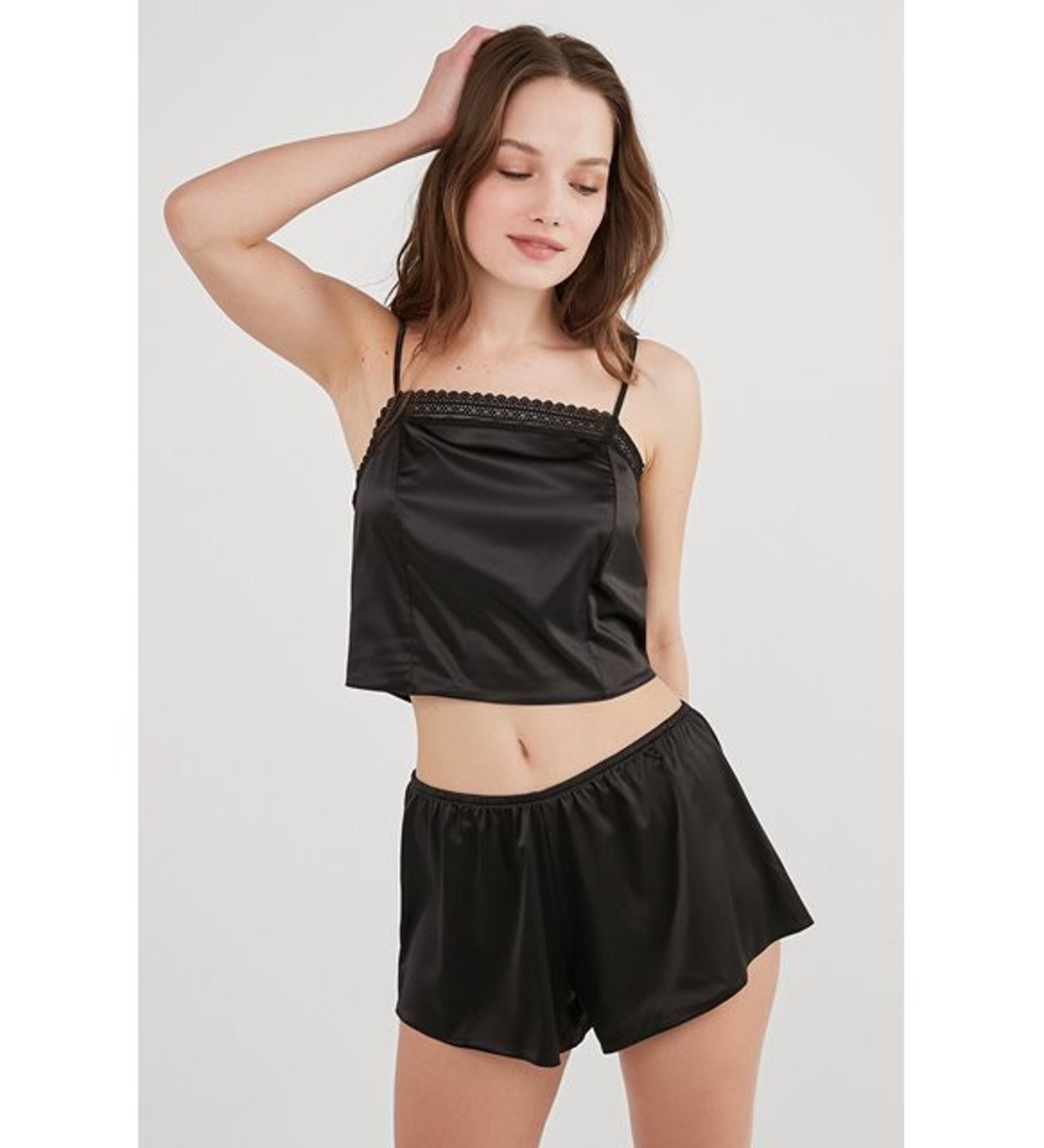 Sexy Lace Satin Two Piece Lingerie Set, Sleepwear Nightwear Set, Woman ...