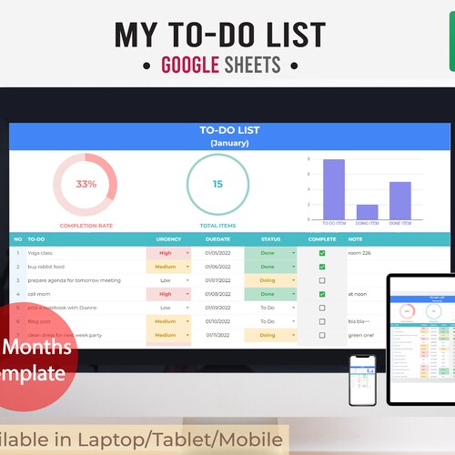 To Do List Spreadsheet Google Sheets Daily Tracker Weekly - Etsy