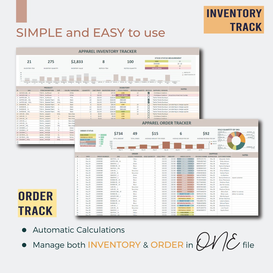 Apparel Inventory & Order Tracker, Clothing Inventory, T Shirt ...