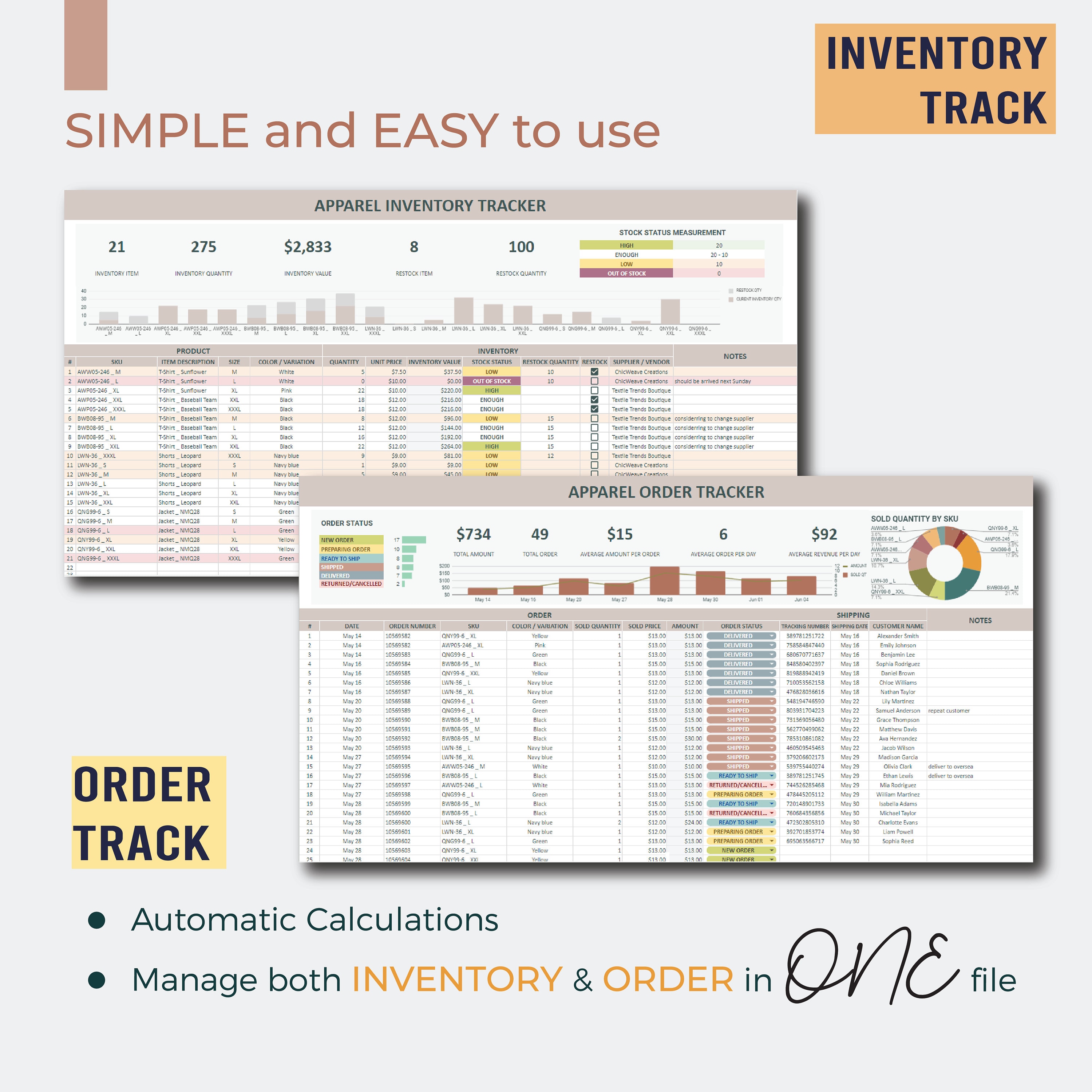 Apparel Inventory & Order Tracker, Clothing Inventory, T Shirt ...