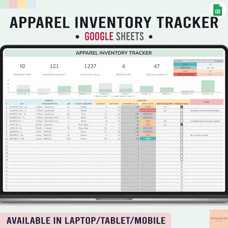 Uniform Inventory Tracker - Etsy