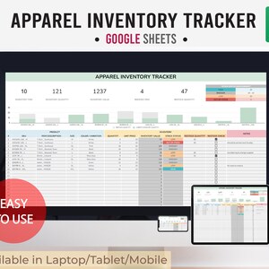 Apparel Inventory Tracker Simple Inventory Spreadsheet T - Etsy