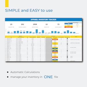 Apparel Inventory Tracker, Simple Inventory Spreadsheet, T Shirt ...