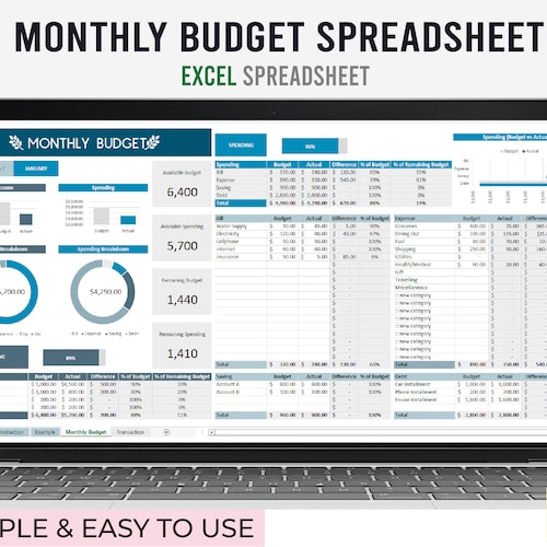 Minimalist-ms Excel Budget Template Spreadsheet - Etsy