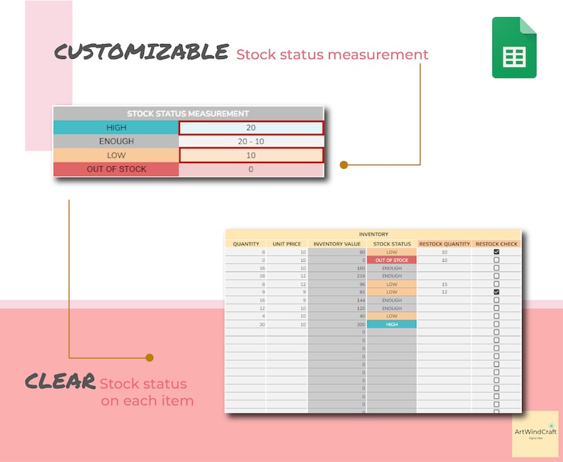 Apparel Inventory Tracker, Simple Inventory Spreadsheet, T Shirt ...