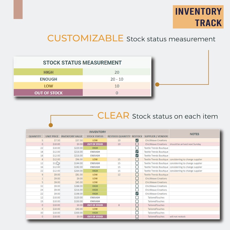 Apparel Inventory & Order Tracker, Clothing Inventory, T Shirt ...