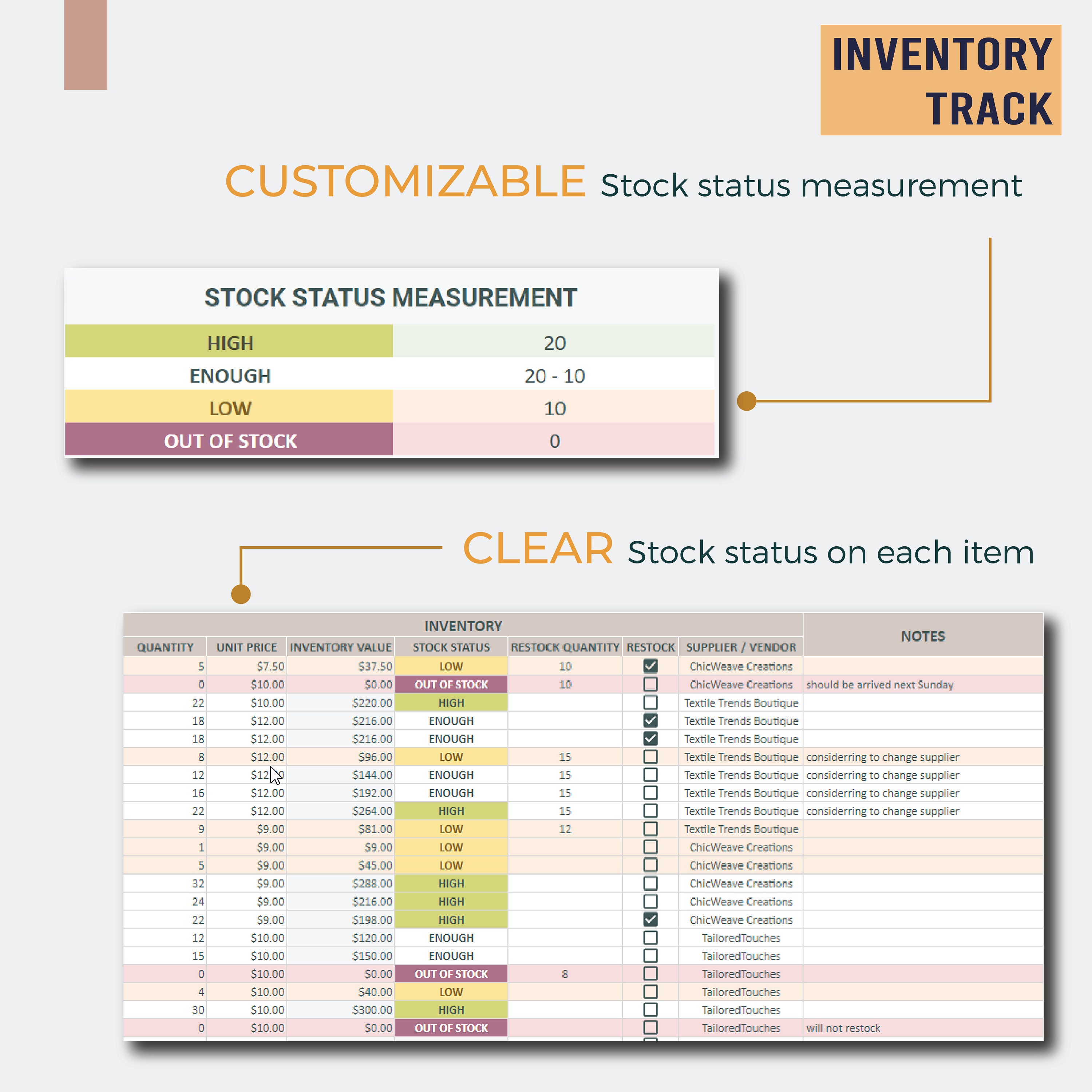 Apparel Inventory & Order Tracker, Clothing Inventory, T Shirt ...