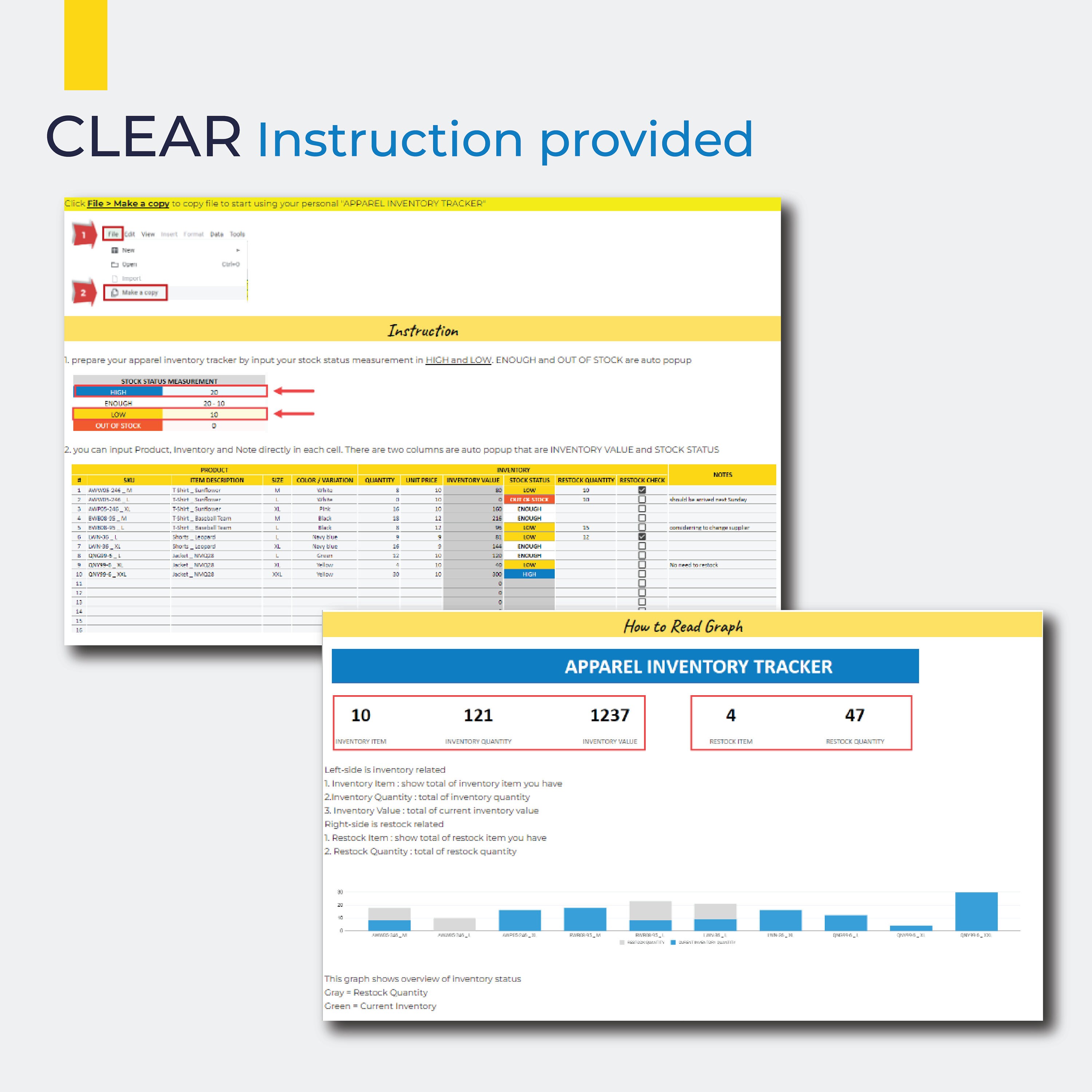 Apparel Inventory Tracker, Simple Inventory Spreadsheet, T Shirt ... Apparel Inventory Tracker, Simple Inventory Spreadsheet, T Shirt ...