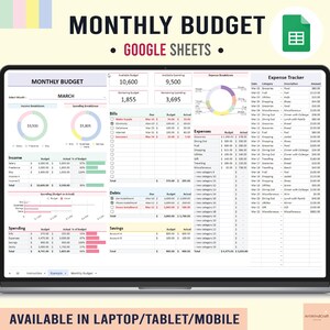 Google Sheets Simple Budget Spreadsheet Monthly Budget Spreadsheet ...