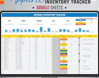 Apparel Inventory Tracker, Simple Inventory Spreadsheet, T Shirt ...