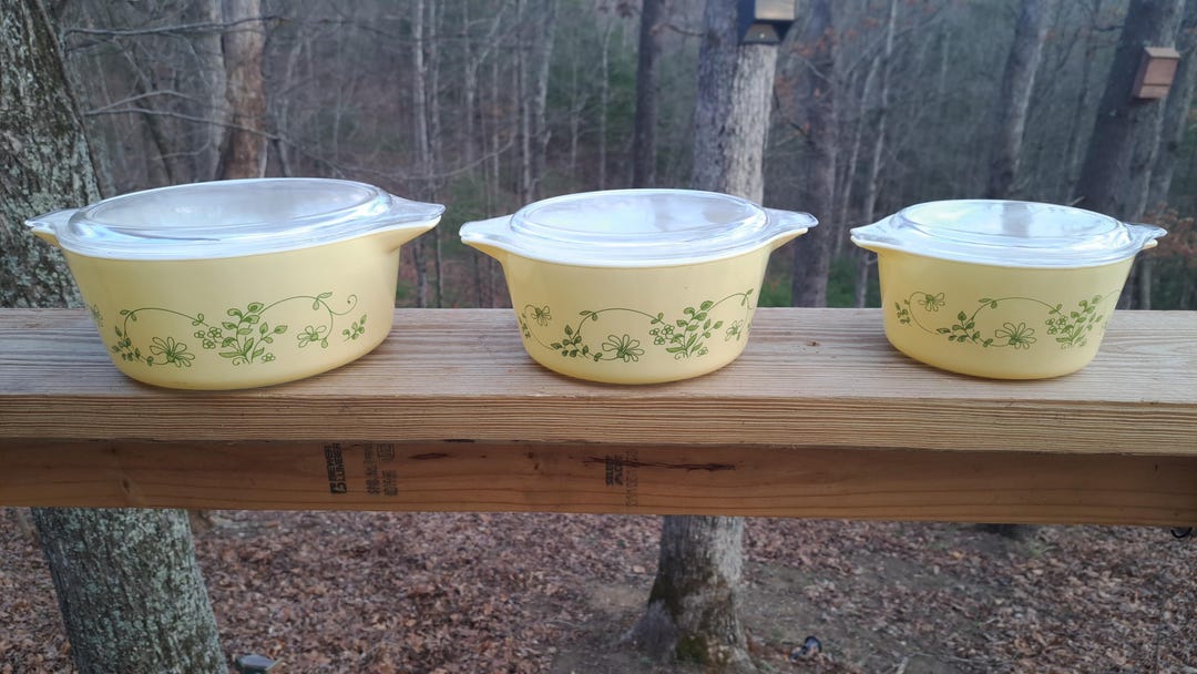 Pyrex Shenandoah 3 PIECE Casserole Bowl Set + Lids- No Cracks - Etsy