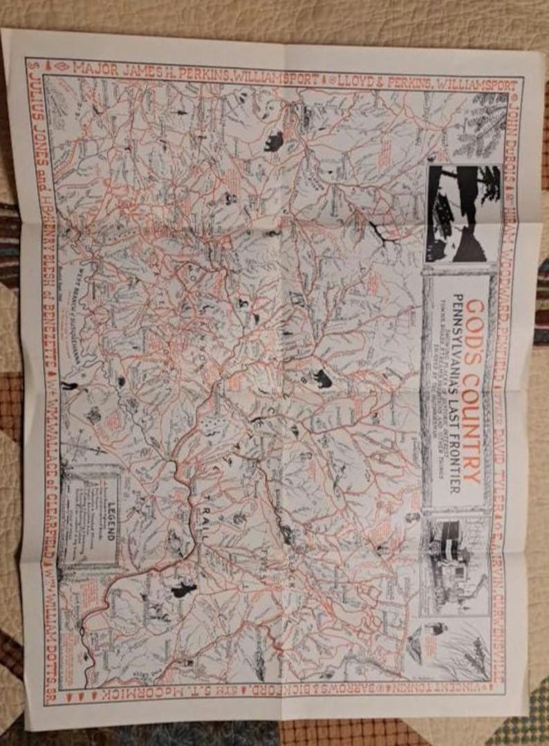 Rare 1955 Revised "gods Country Pennsylvania Last Frontier" Map ...