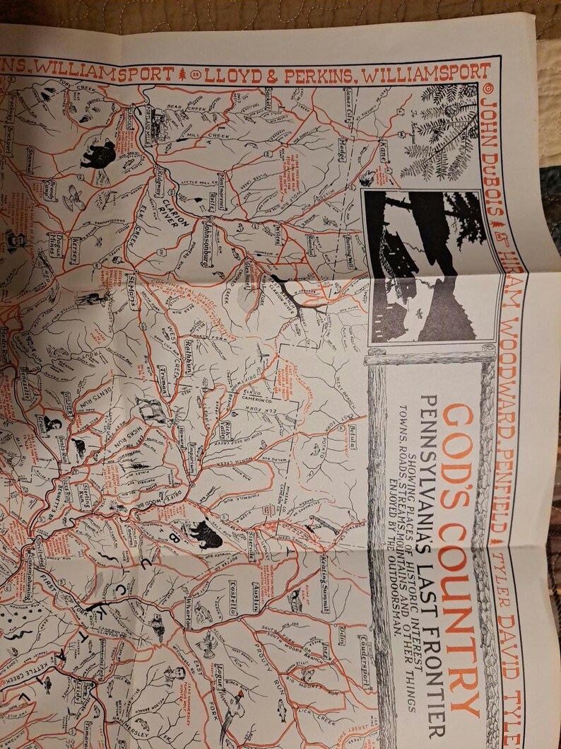 Rare 1955 Revised "gods Country Pennsylvania Last Frontier" Map ...