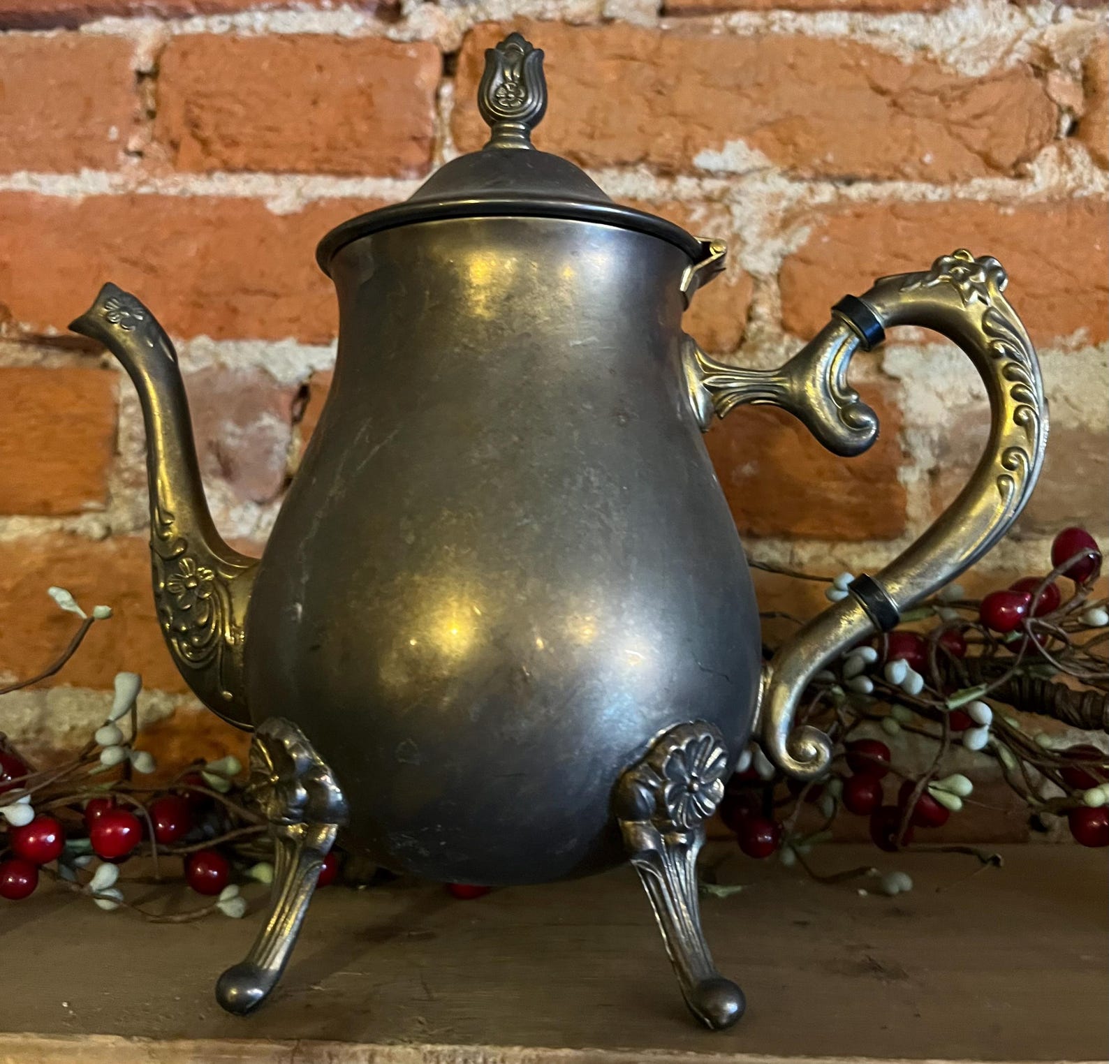 Antique Silverplate Footed Teapot | Ornate Victorian-style Tea Pot With ...