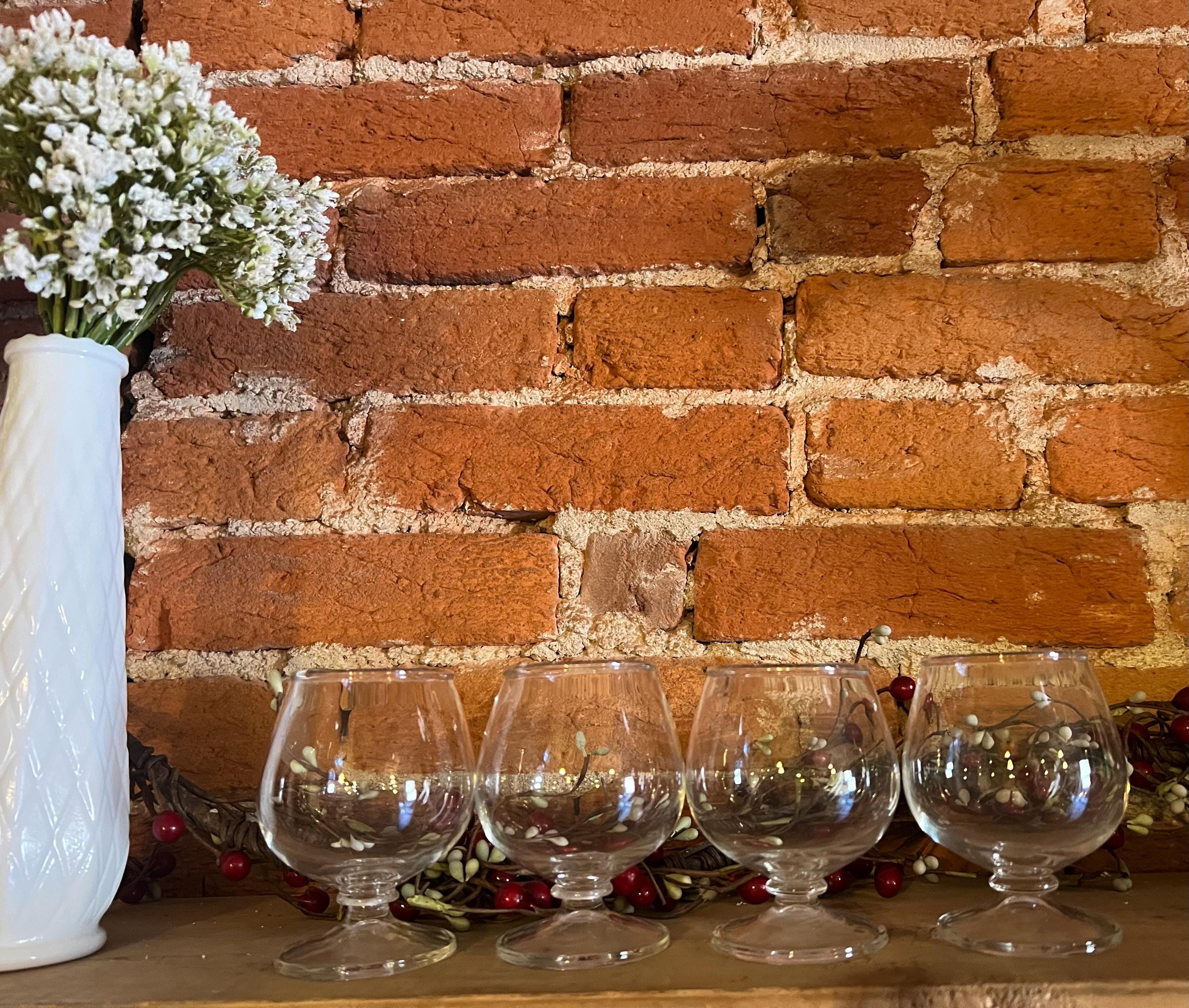 Set of 4 Vintage Brandy Snifter Glasses | 3.5” Pedestal Stemmed Glasses ...