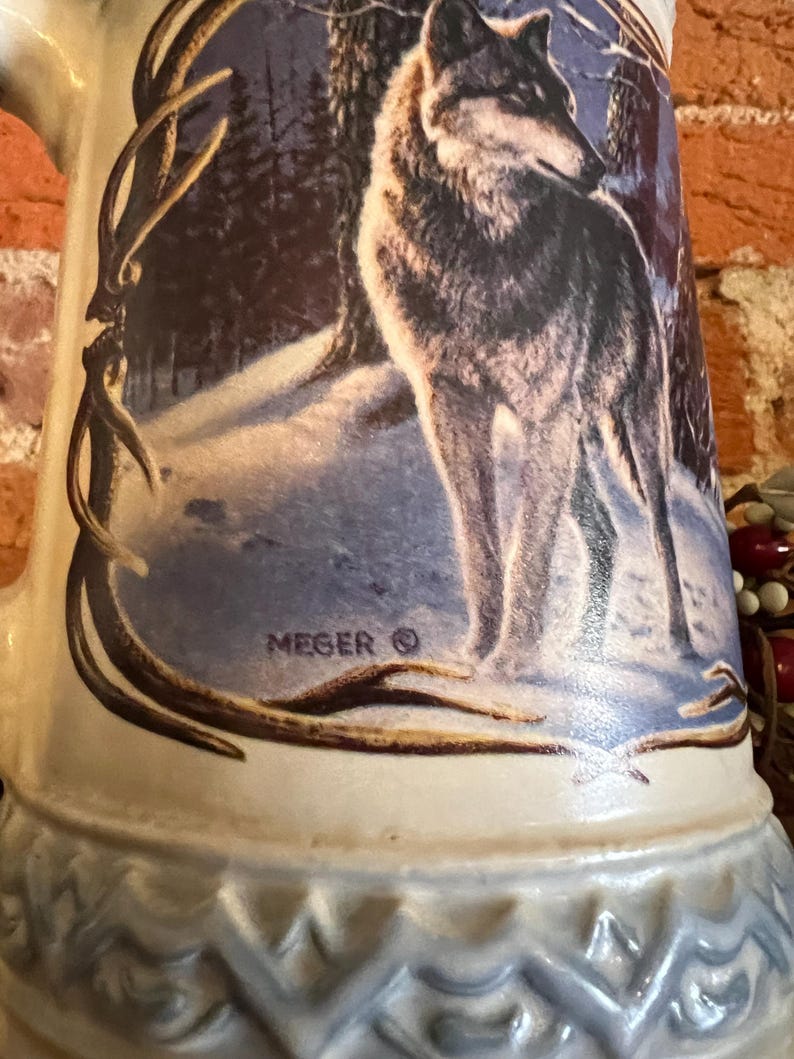 Vintage Beer Stein Wolf Wolves Gerz Germany Stoneware W/lid - Etsy