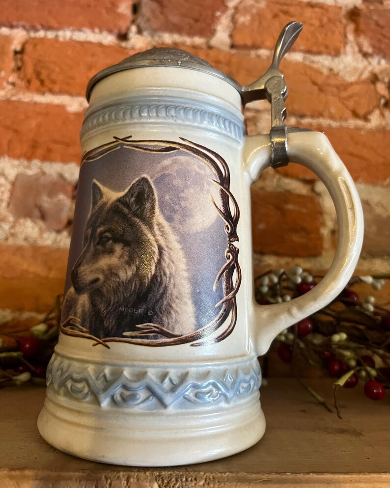 Vintage Beer Stein Wolf Wolves Gerz Germany Stoneware W/lid - Etsy