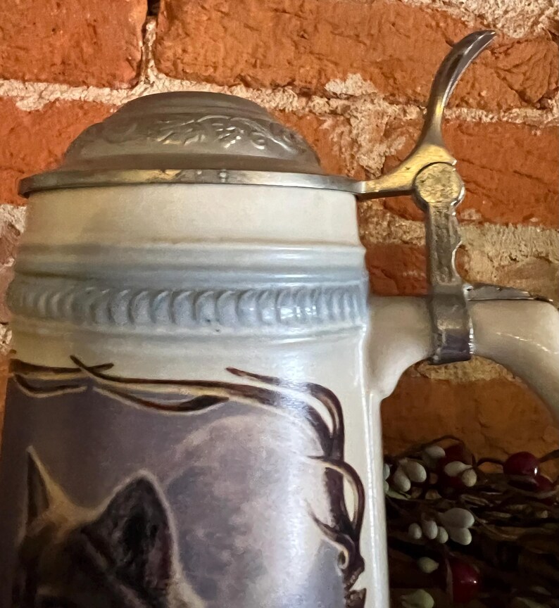 Vintage Beer Stein Wolf Wolves Gerz Germany Stoneware W/lid - Etsy