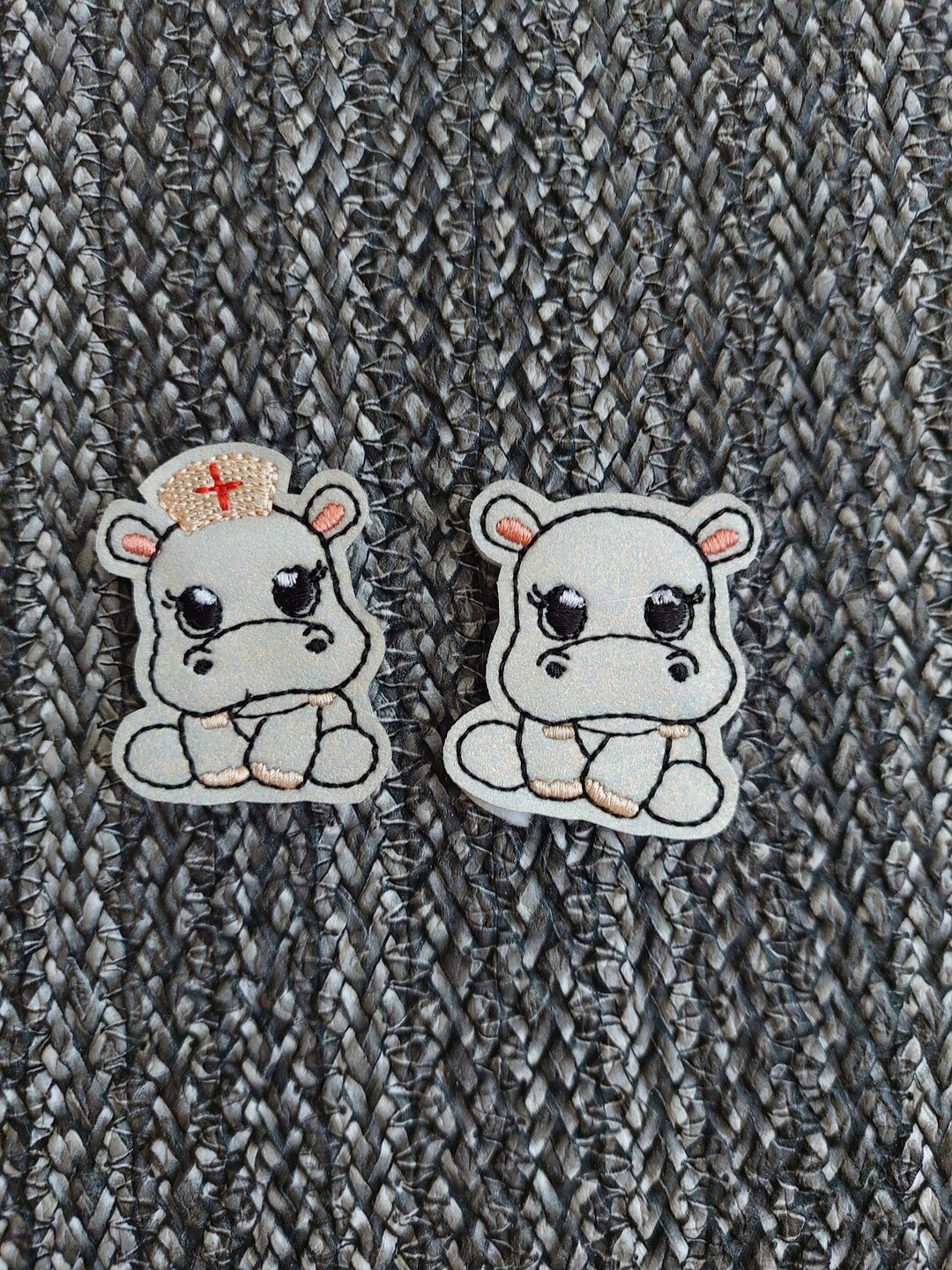 Hippo Feltie Embroidered on Vinyl Perfect for Hair Bows, Embellishment ...