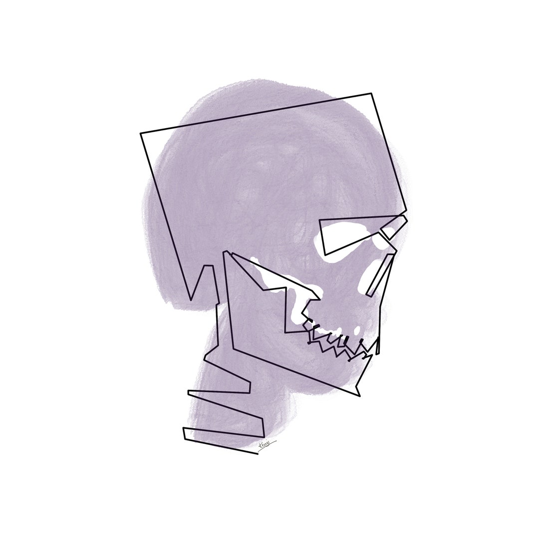 Skull Gray X-ray Line Art Digital Print Art Minimalist - Etsy