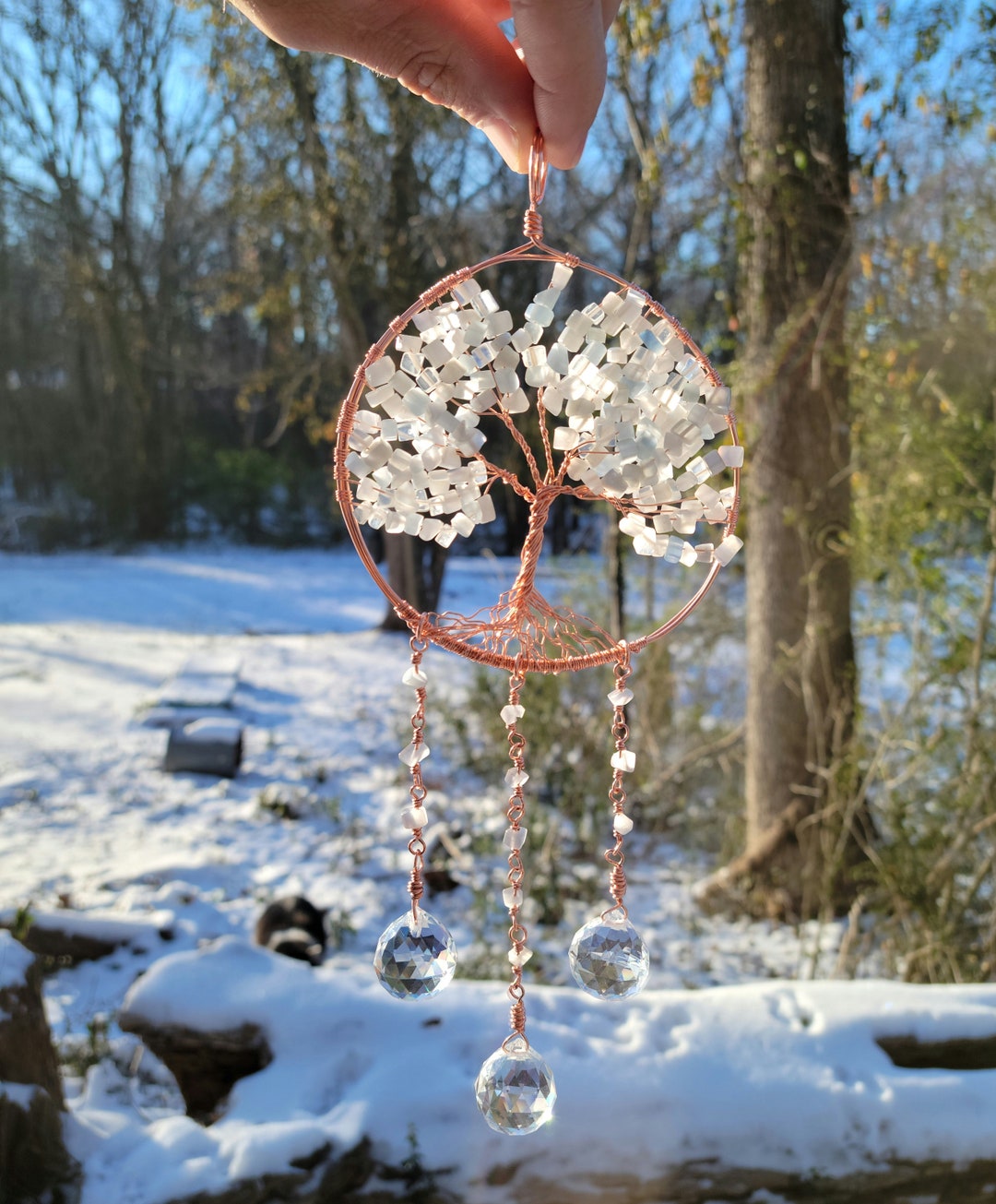 Tree of Life Suncather, Copper Suncatcher, Crystal Suncatcher, Crystal ...