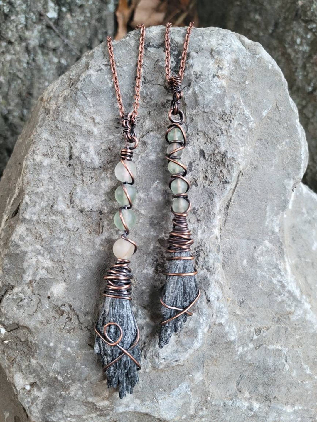 Copper Wire Wrapped Kyanite Witch Broom Pendant - Witchy Jewelry - Etsy