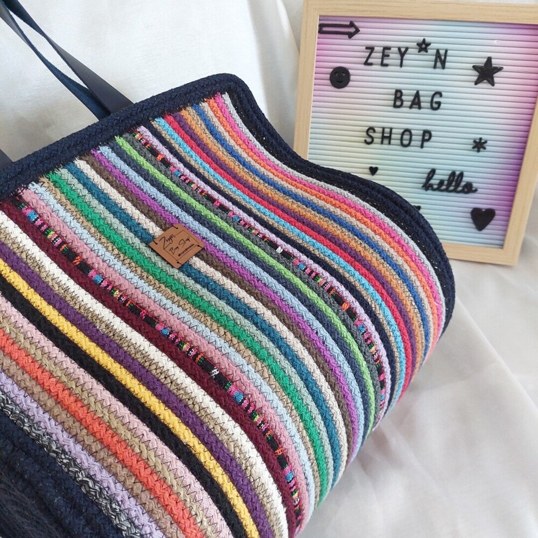 Multicolor Cotton Bag, Vintage,hand Women Bag, Crochet Colorful ...