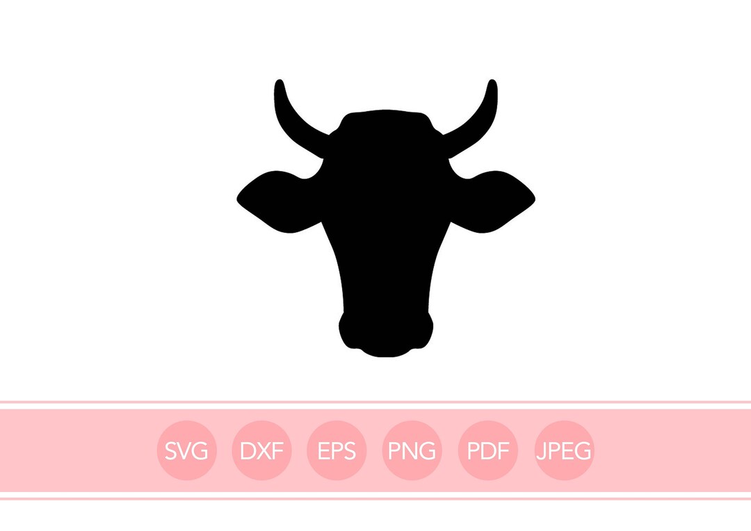 Cow Head With Horns Svg, Dxf, Eps, Pdf, Png, Jpeg - Cut File for Cricut ...