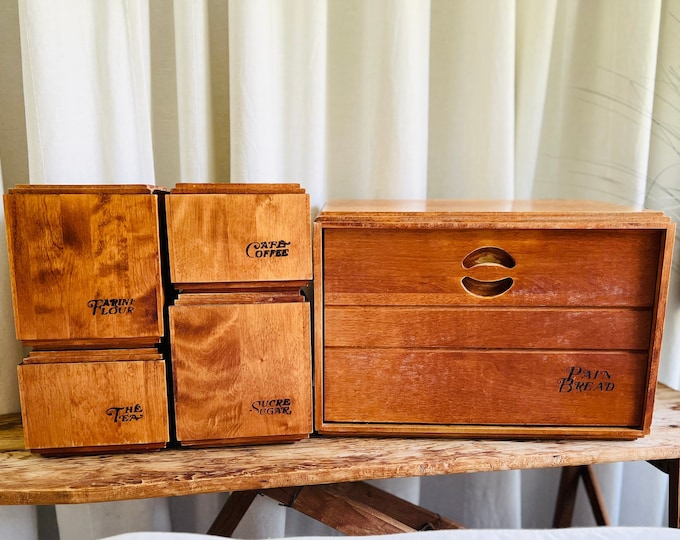 Baribocraft Baribo-maid Wood Bread Box and Canister Set, Retro ...