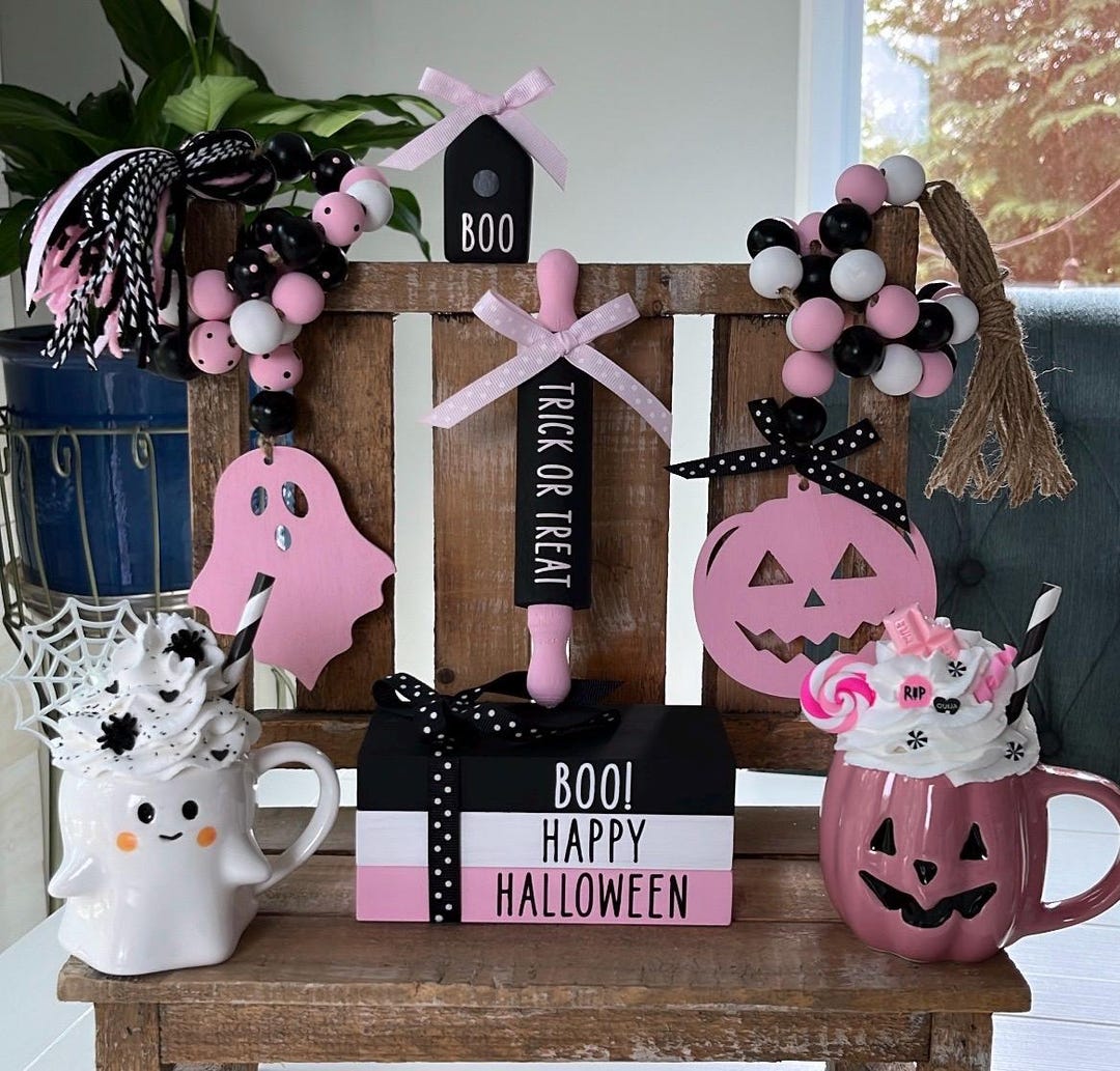 Pink Halloween Decor / Boo / Pink / Happy Halloween Decor / Pink Jack O ...