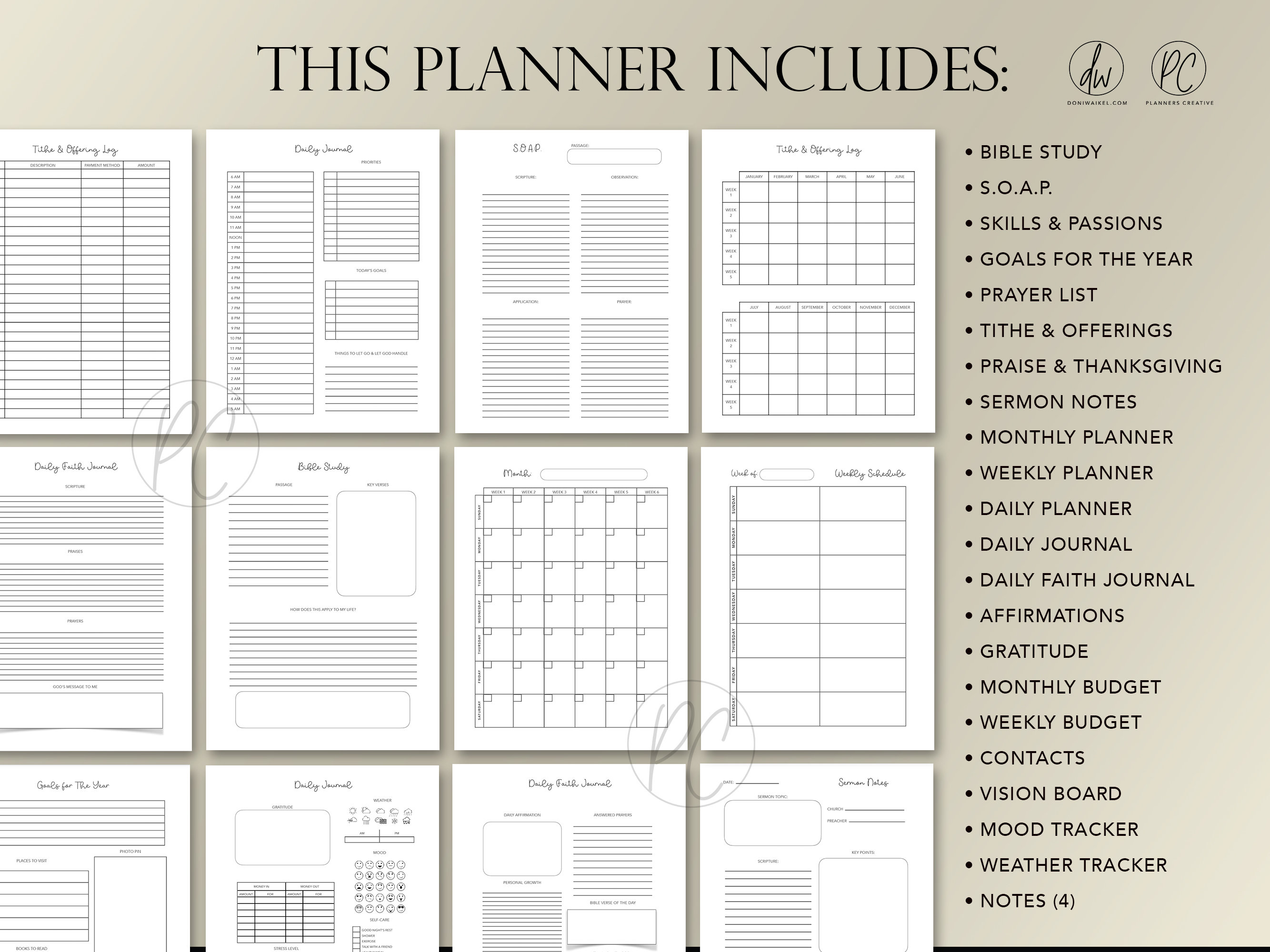 Faith Planner, Printable Faith Journal, Undated Calendar, Christian ...