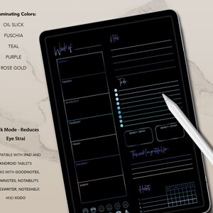 Digital Weekly Planner - Dark Mode, Weekly Planning, Undated Daily ...