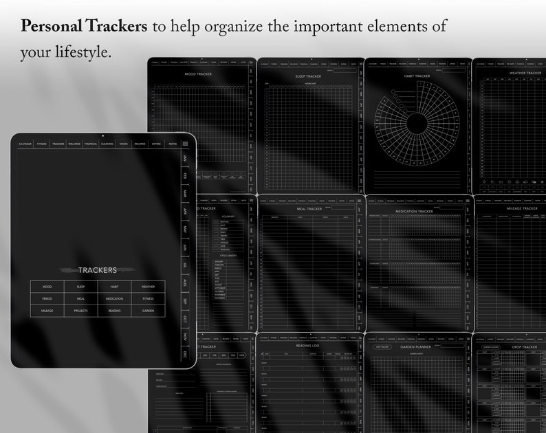 Undated Dark Mode Digital Planner for Goodnotes & Notability, iPad ...