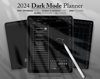 Undated Dark Mode Digital Planner for Goodnotes & Notability, iPad ...