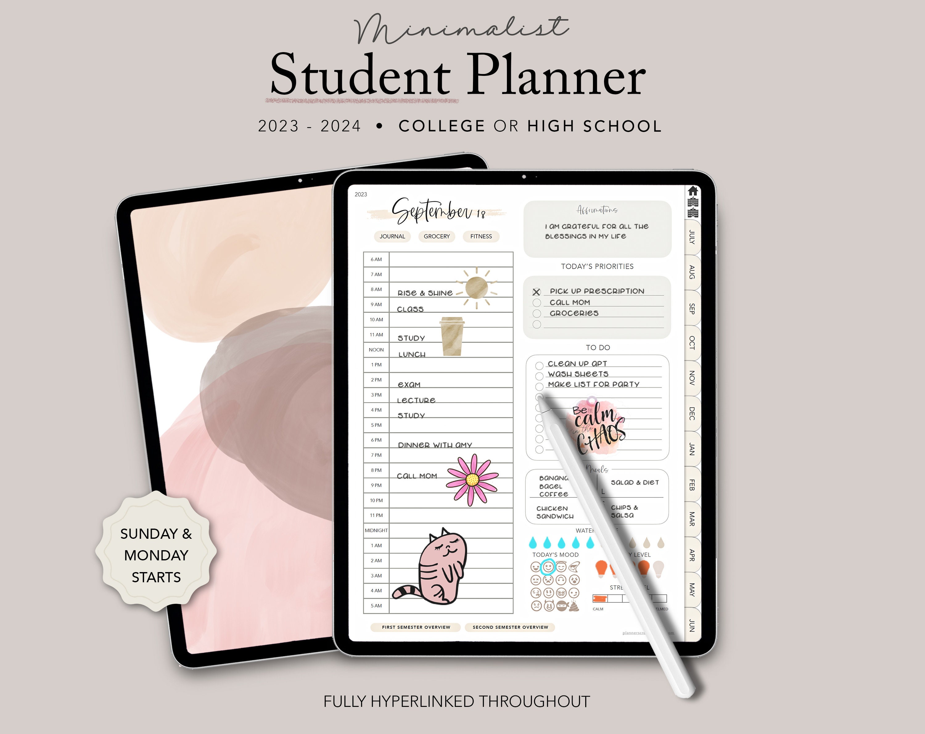 Student Planner, 2023-2024, College Planner, Academic Planner, School ...