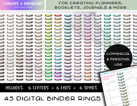 Digital Planner Rings for Binder Png 3D Rainbow Rings - Etsy