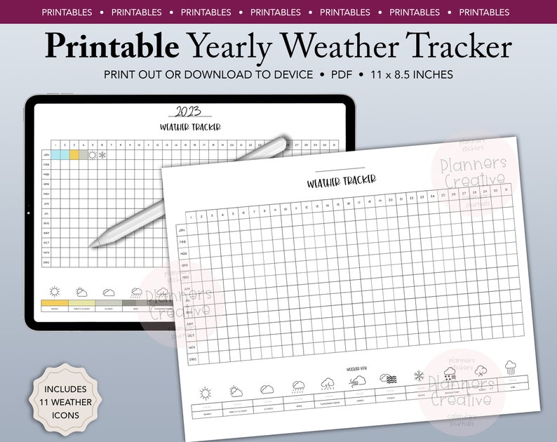 Weather Tracker Printable, Weather Icons, Weather Worksheet, Weather ...