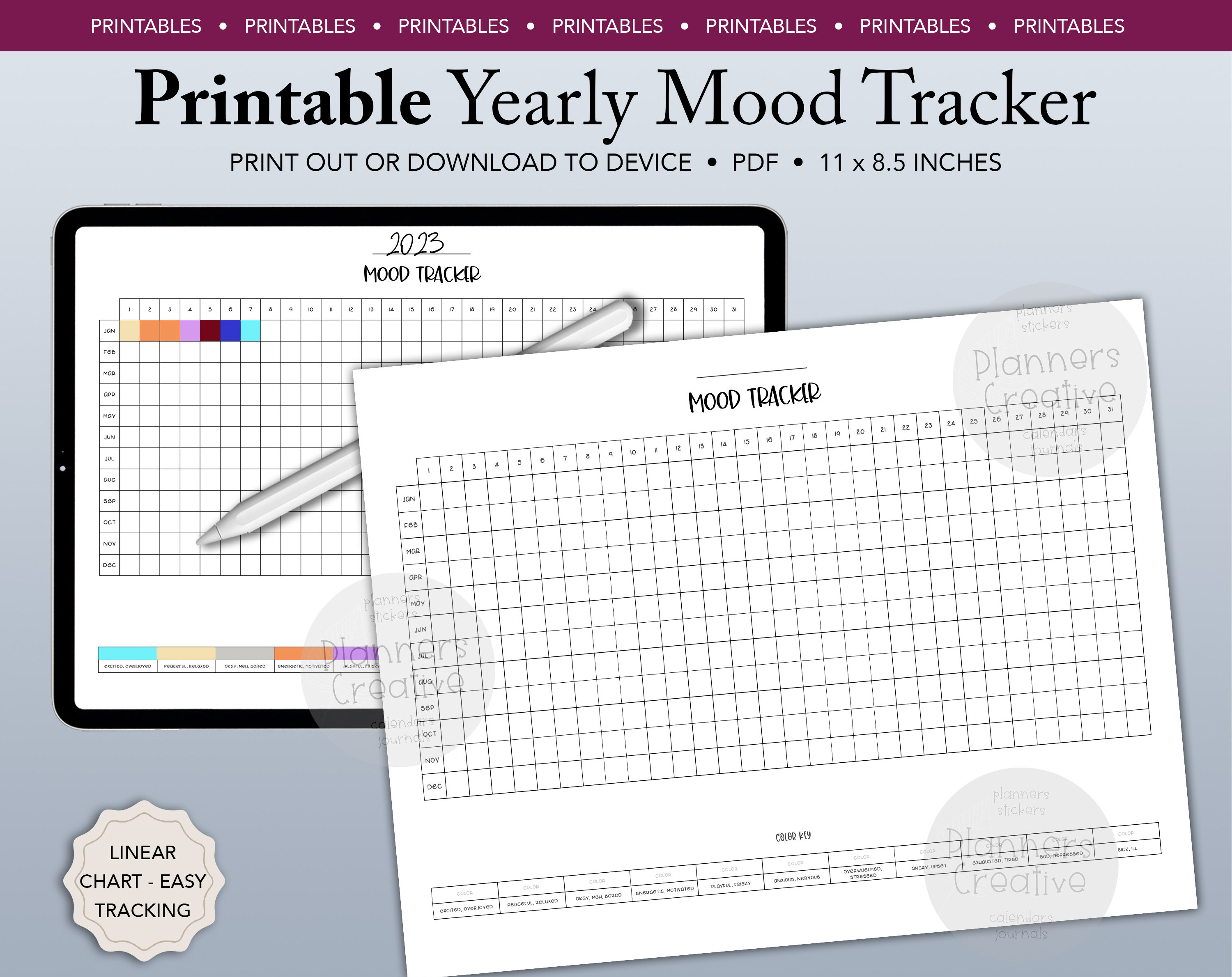 Mood Tracker Printable, Mood Journal Printable, Emotion Tracker ...