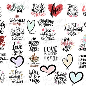 Love Quotes Digital Stickers, Planner Stickers, Scrapbooking Stickers ...