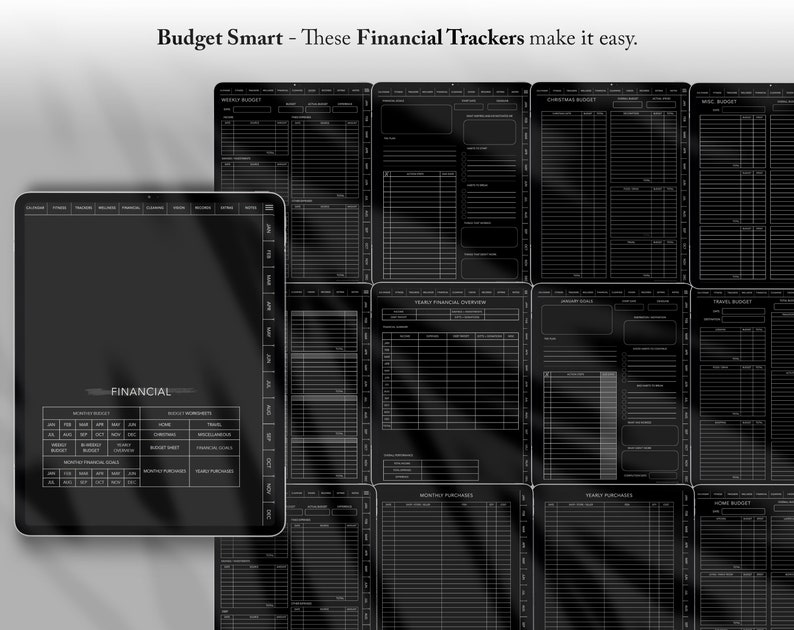 Undated Dark Mode Digital Planner for Goodnotes & Notability, iPad ...