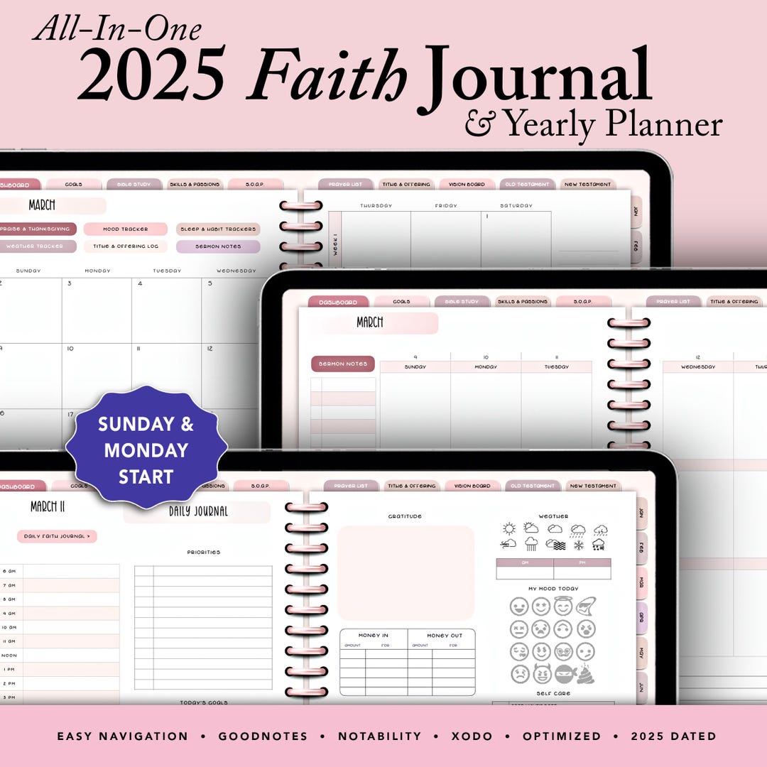 2025 Christian Planner, Bible Journal, Prayer Journal, Faith Planner ...