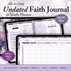 UNDATED Faith Planner, Christian Planner, Daily Prayer Journal, Bible ...
