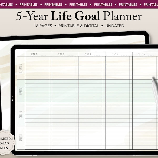 5 Year Planner - Etsy